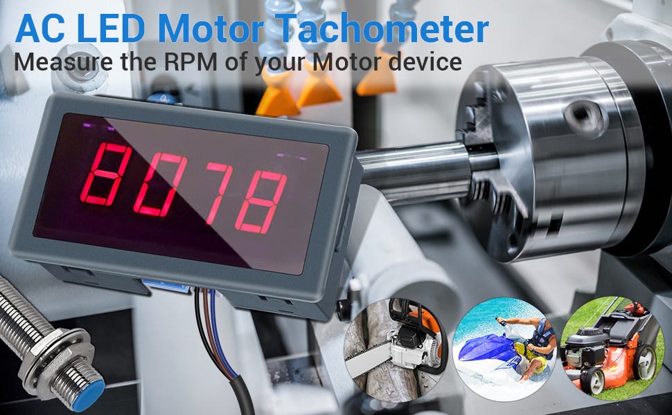 AC 110V 220V 4Bit Digital LED Tachometer RPM Speed Meter | ICStation